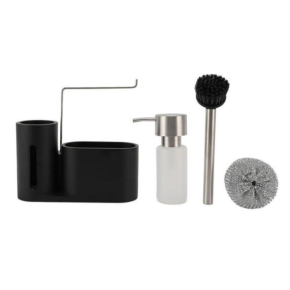 LAZIOEGR 3‑Piece Stainless‑Steel Dish Soap Dispenser & Brush Rack ...