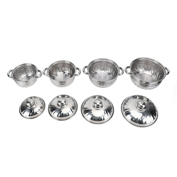 LAZIOEGR 4‑Piece Stainless Steel Stockpot Set with Flavor‑Lock Lids, Dual Handles, Quick‑Heat ...