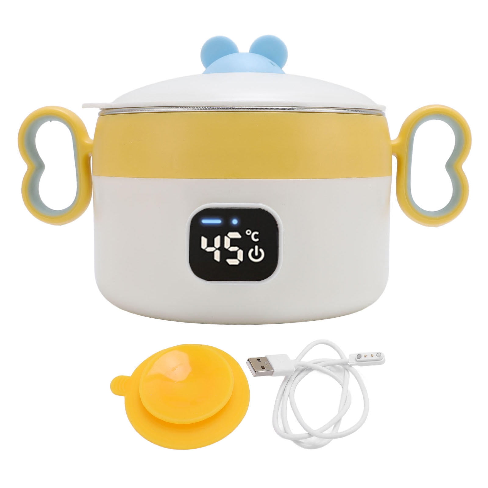 LAZIOEGR 450 ml Stainless‑Steel Food Warmer Bowl – Auto‑Temperature USB ...