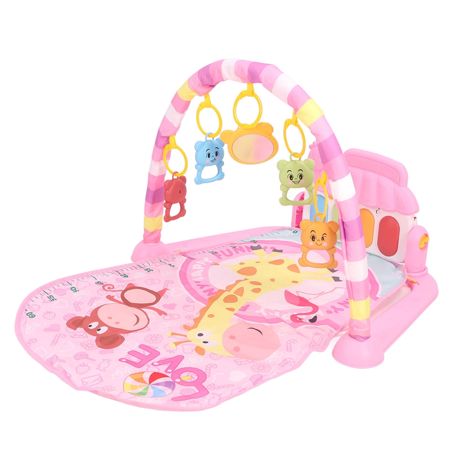LAZIOEGR Baby Fitness Mat with Piano, 5‑Color Rattles, Adjustable Play ...
