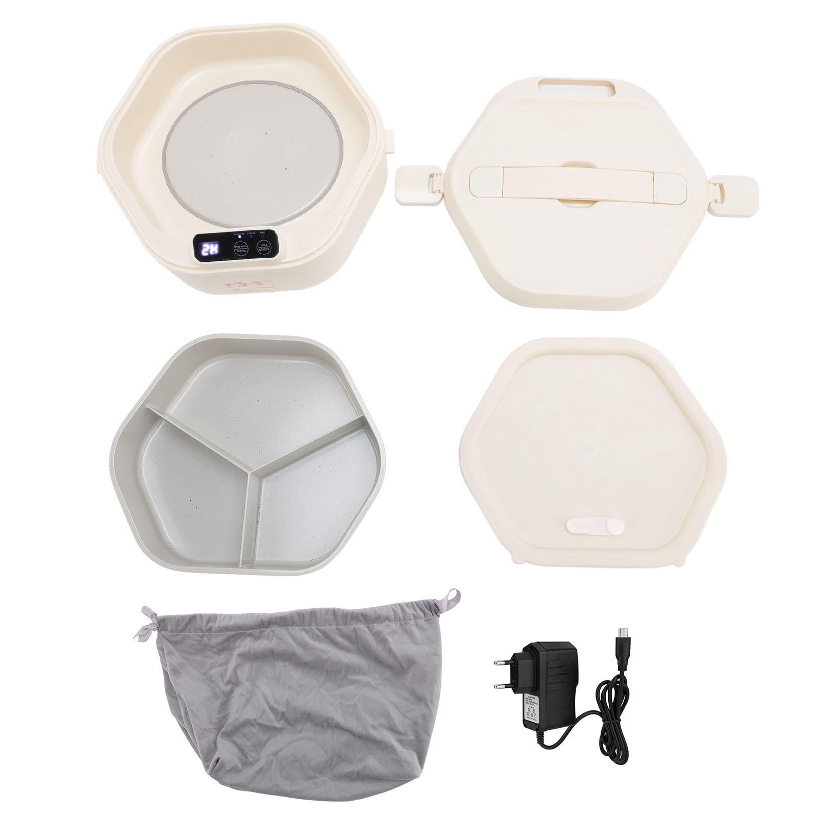 LAZIOEGR Cordless 75W Electric Lunch Box with Porcelain Liner ...