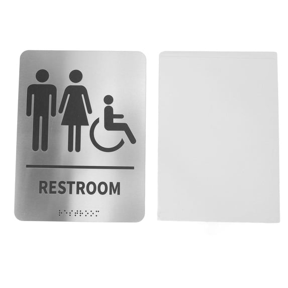 LAZIOEGR Self‑Adhesive Brushed Stainless Steel Braille Restroom Sign ...