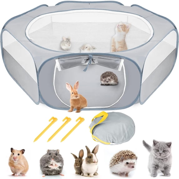 LAZIOEGR Small Animal Playpen Portable Foldable Exercise Fence with ...