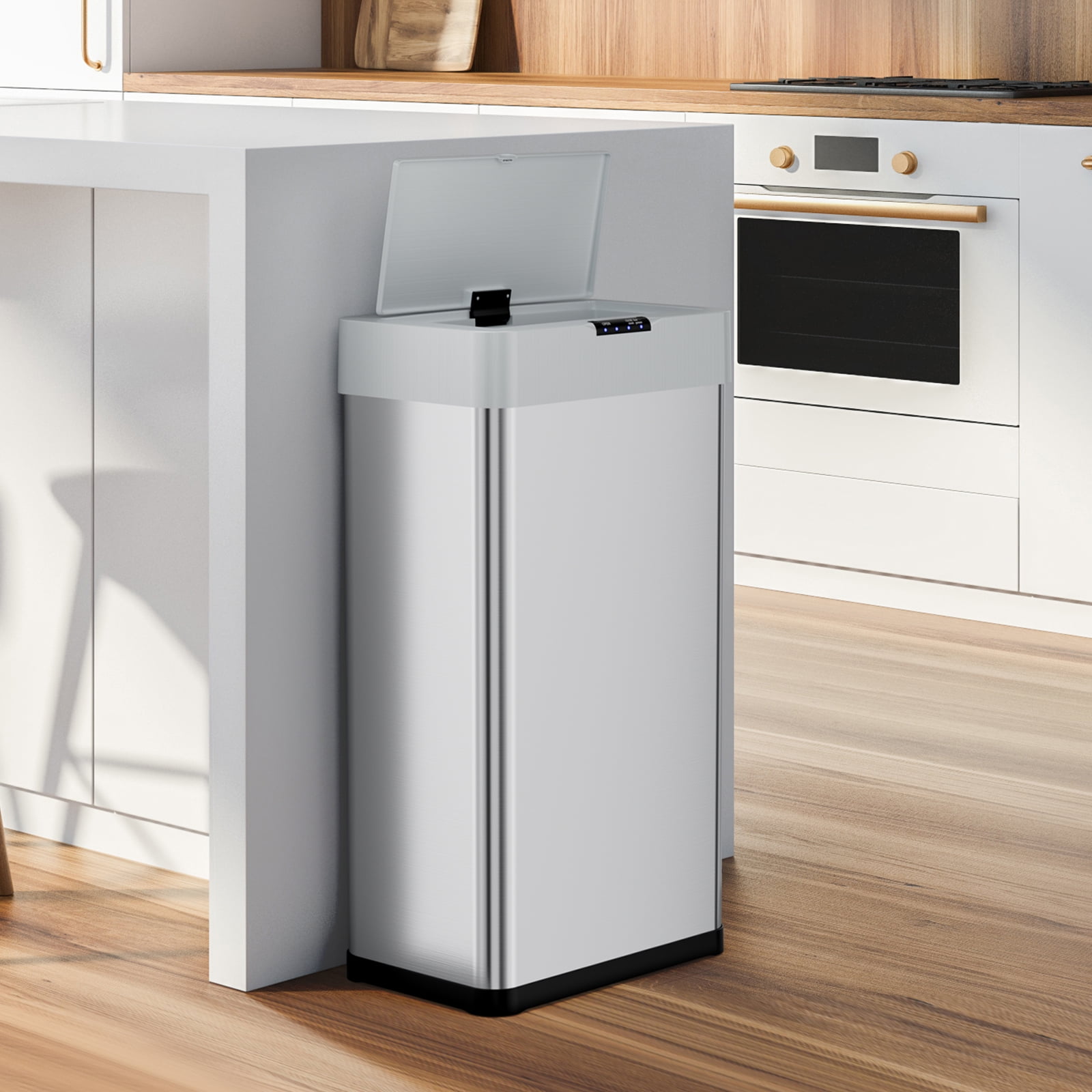 LAZY BUDDY 13.2 Gal Sensor Trash Can Touchless Motion Sensor Trash Bin ...