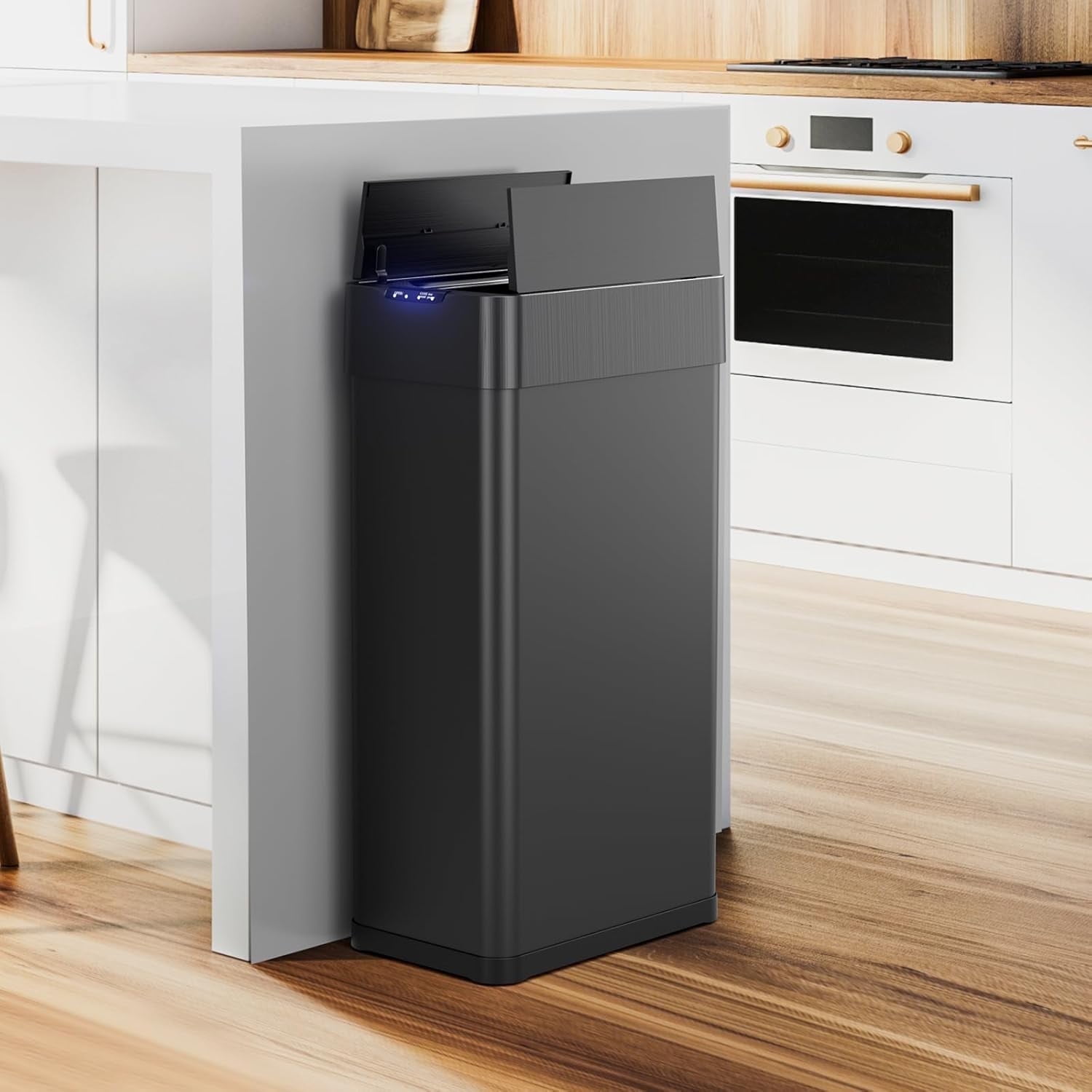 LAZY BUDDY 13.2 Gallon Motion Sensor Kitchen Trash Can, Touchless ...