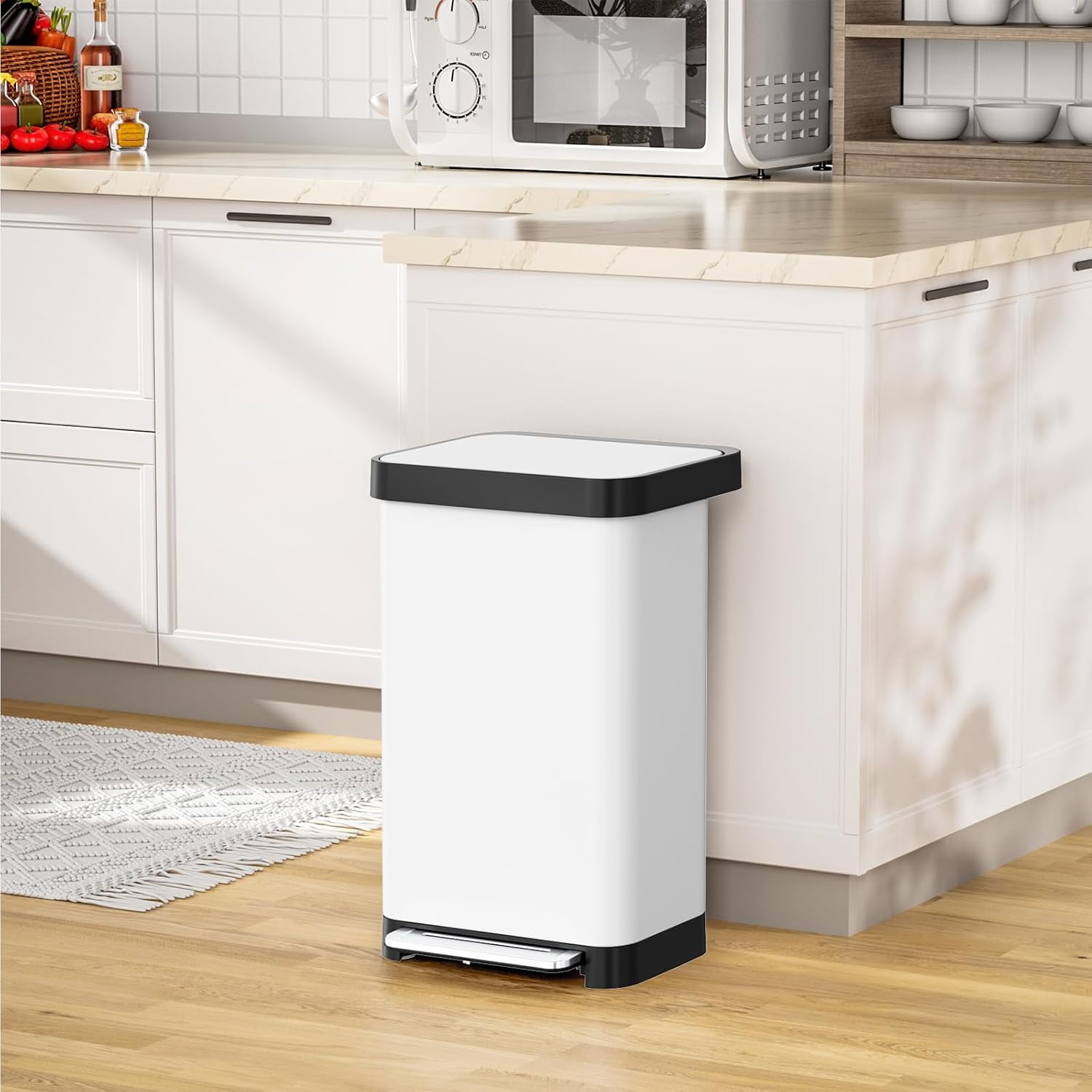 LAZY BUDDY 13.2 Gallon Stainless Steel Kitchen Trash Can with Soft ...