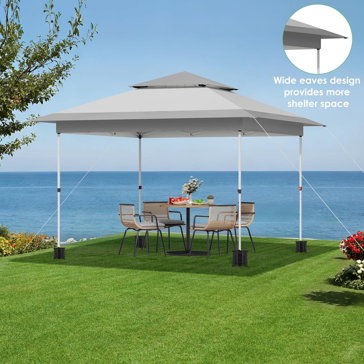 LAZY BUDDY 13'x13' Outdoor Pop up Canopy Tent, Instant Folding Sunshade ...