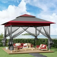 HOTEEL 12x12 Pop-up Gazebo EZ Set-up Camping Canopy Tent with 6 Mosquito Nettings, Sidewalls ...