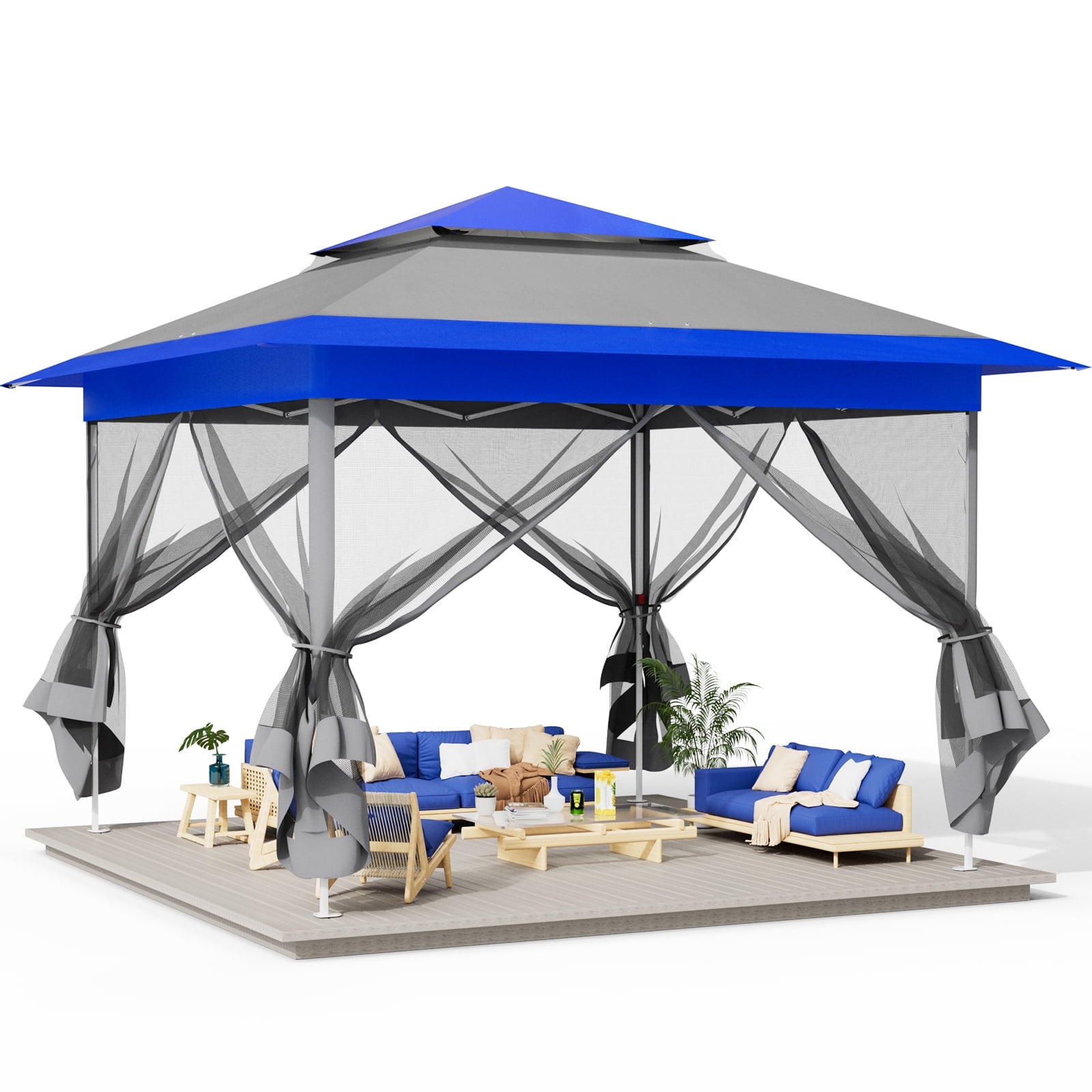 LAZY BUDDY 13'x13' Pop up Patio Gazebo with Mosquito Netting, Outdoor ...