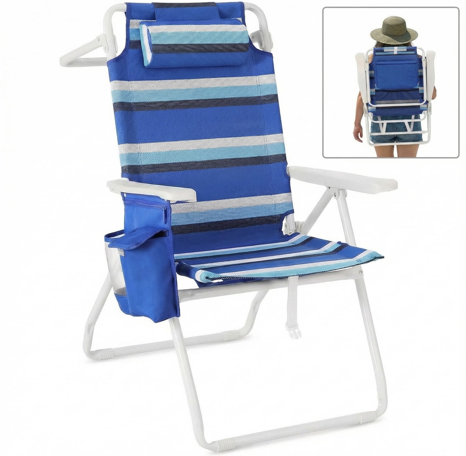 LAZY BUDDY 15.7'' Tall Backpack Beach Chairs for Adults, Portable ...