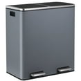 LAZY BUDDY Dual Trash Can, 16 Gallon Plastic Step-On Kitchen Garbage ...