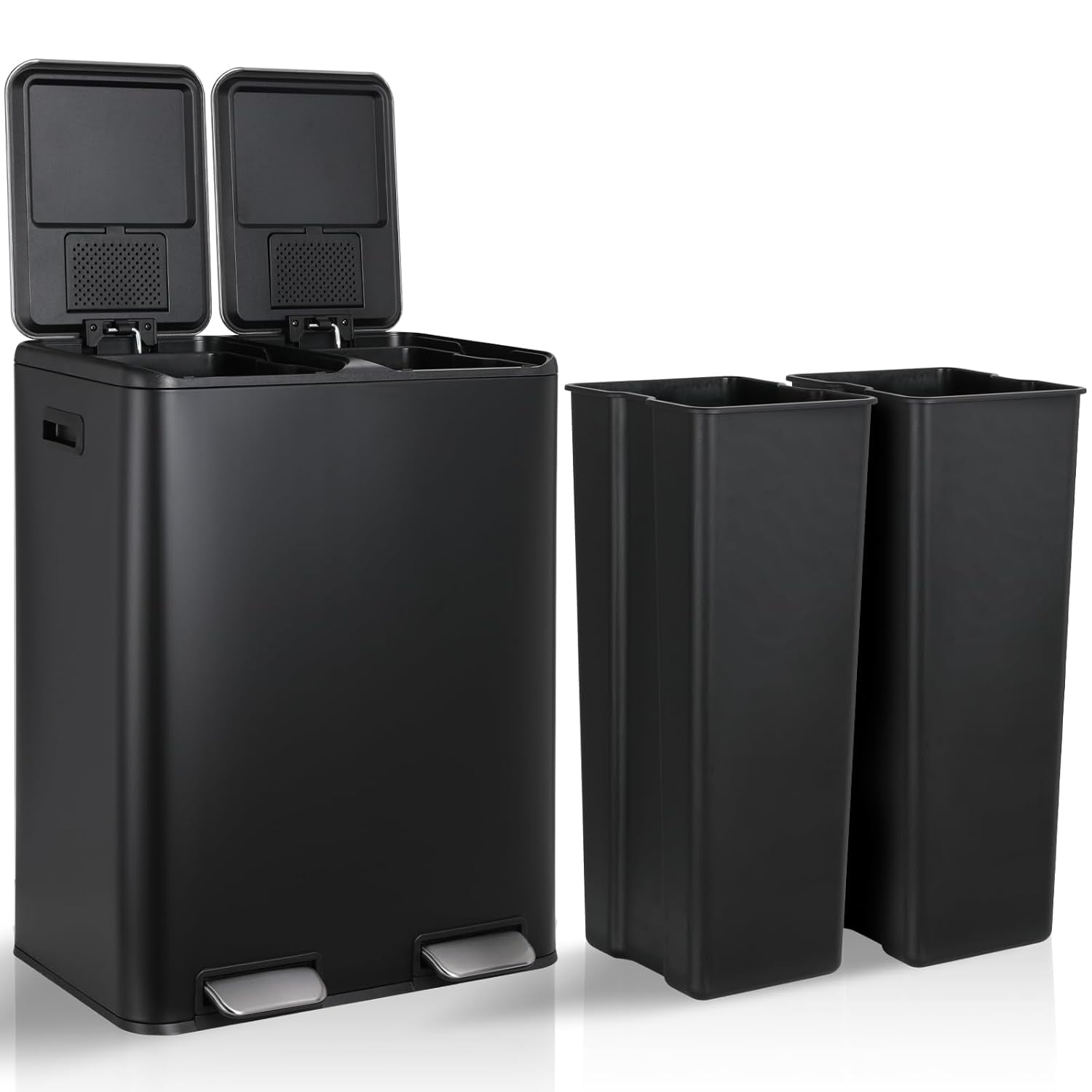 LAZY BUDDY 16 Gallon Stainless Steel Dual Compartment Step Kitchen ...