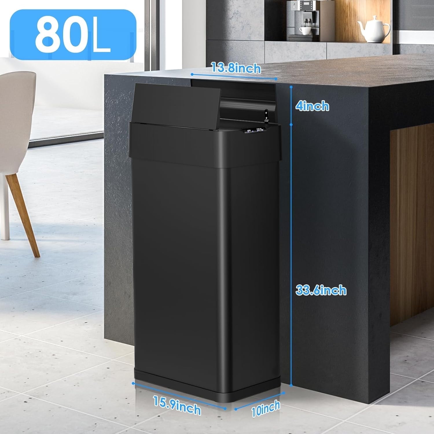 LAZY BUDDY 21 Gal Motion Sensor Trash Can 80L Stainless Steel Motion ...