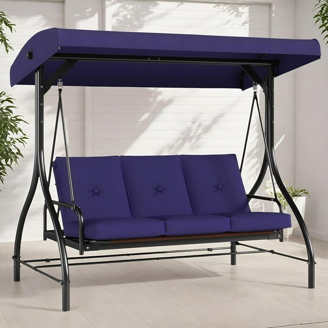 LAZY BUDDY 3-Seat Patio Swing, Outdoor Porch Swing with Adjustable ...