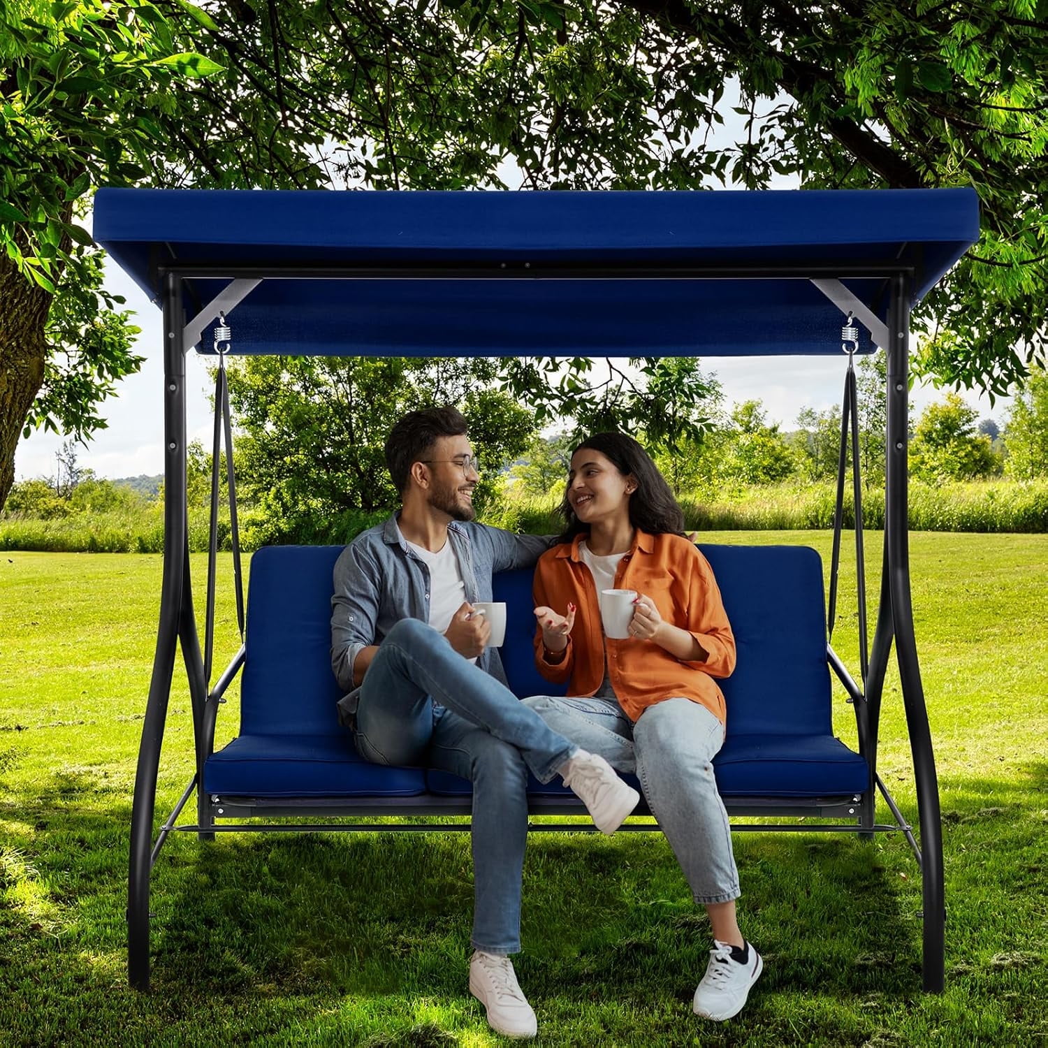 LAZY BUDDY 3-Seat Patio Swing Chair, Outdoor Porch Swing with ...