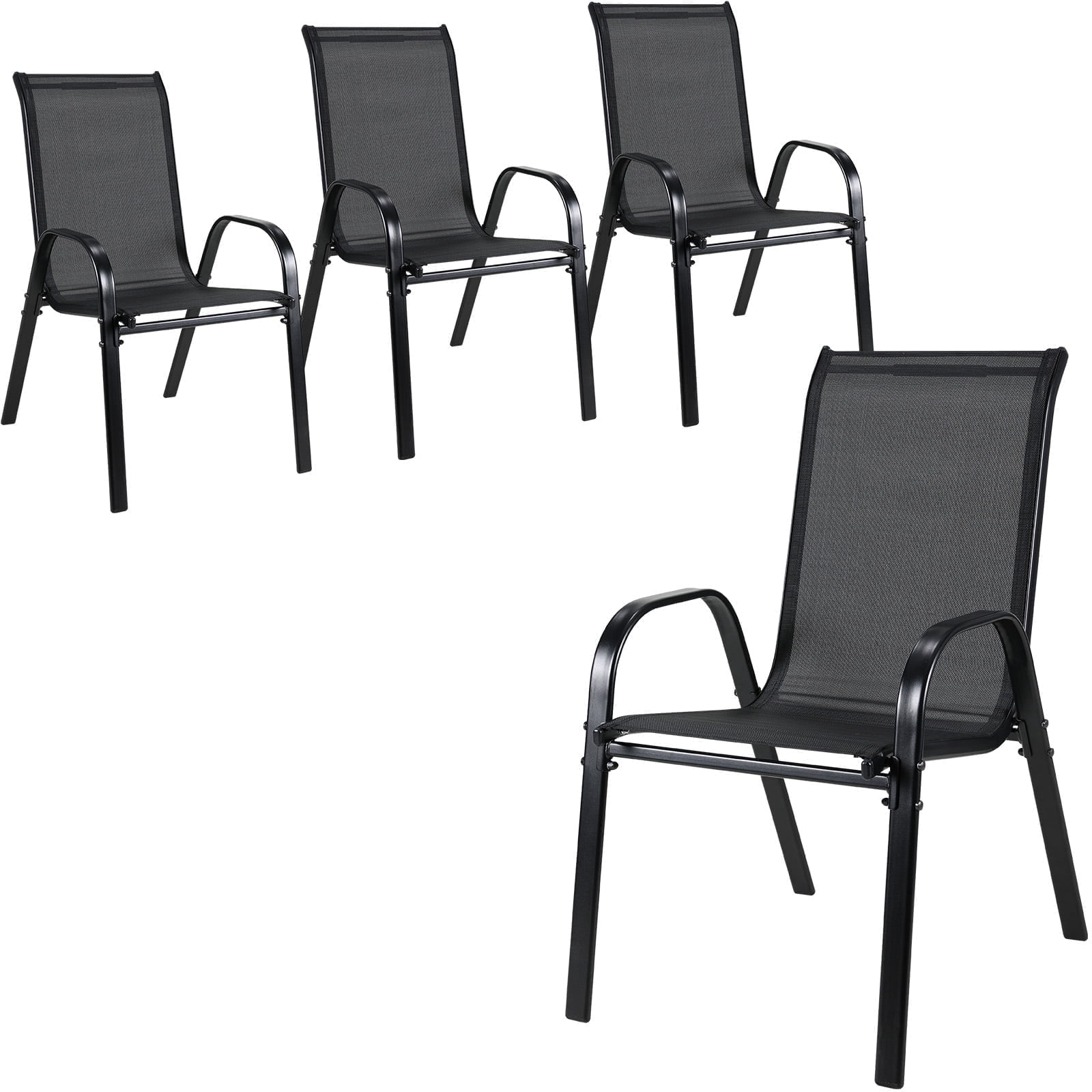 LAZY BUDDY Patio Chairs Set of 4, Stackable Outdoor Dining Chairs ...