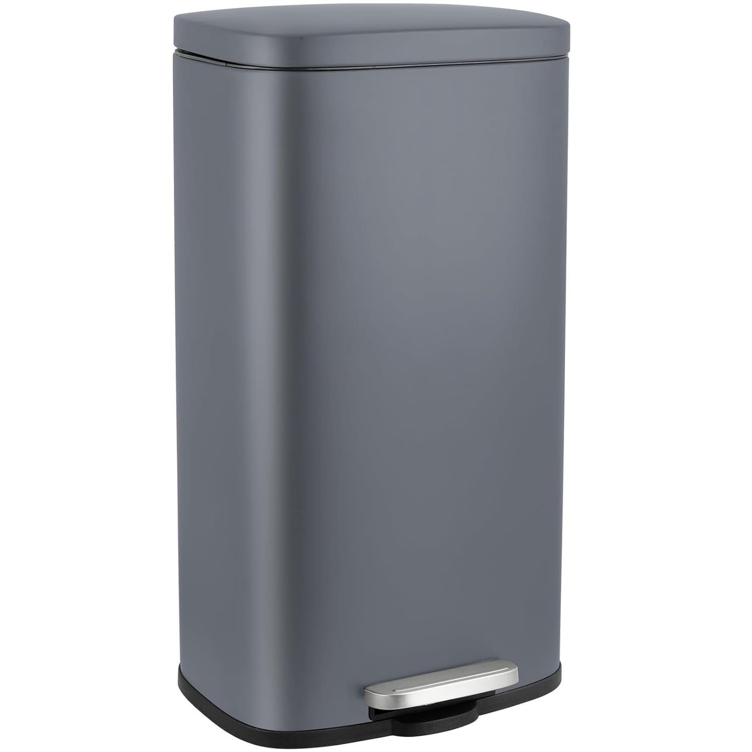 LAZY BUDDY 8 Gallon Kitchen Trash Can, Stainless Steel Garbage Can Rectangular Step-On Dustbin ...