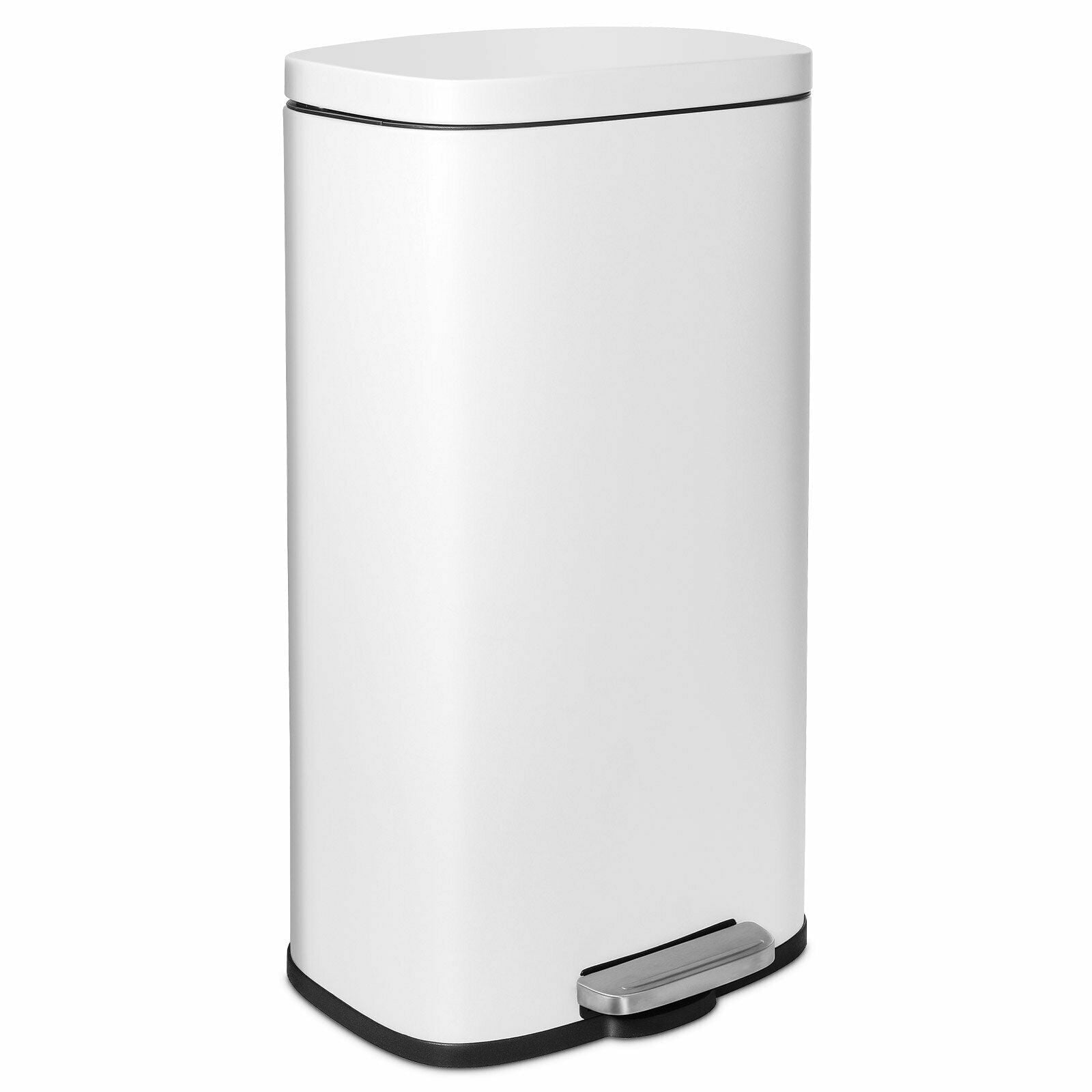 Lazy Buddy 8 Gal Kitchen Stainless Steel Trash Can Brushed Garbage Plastic Bin With Close Lid