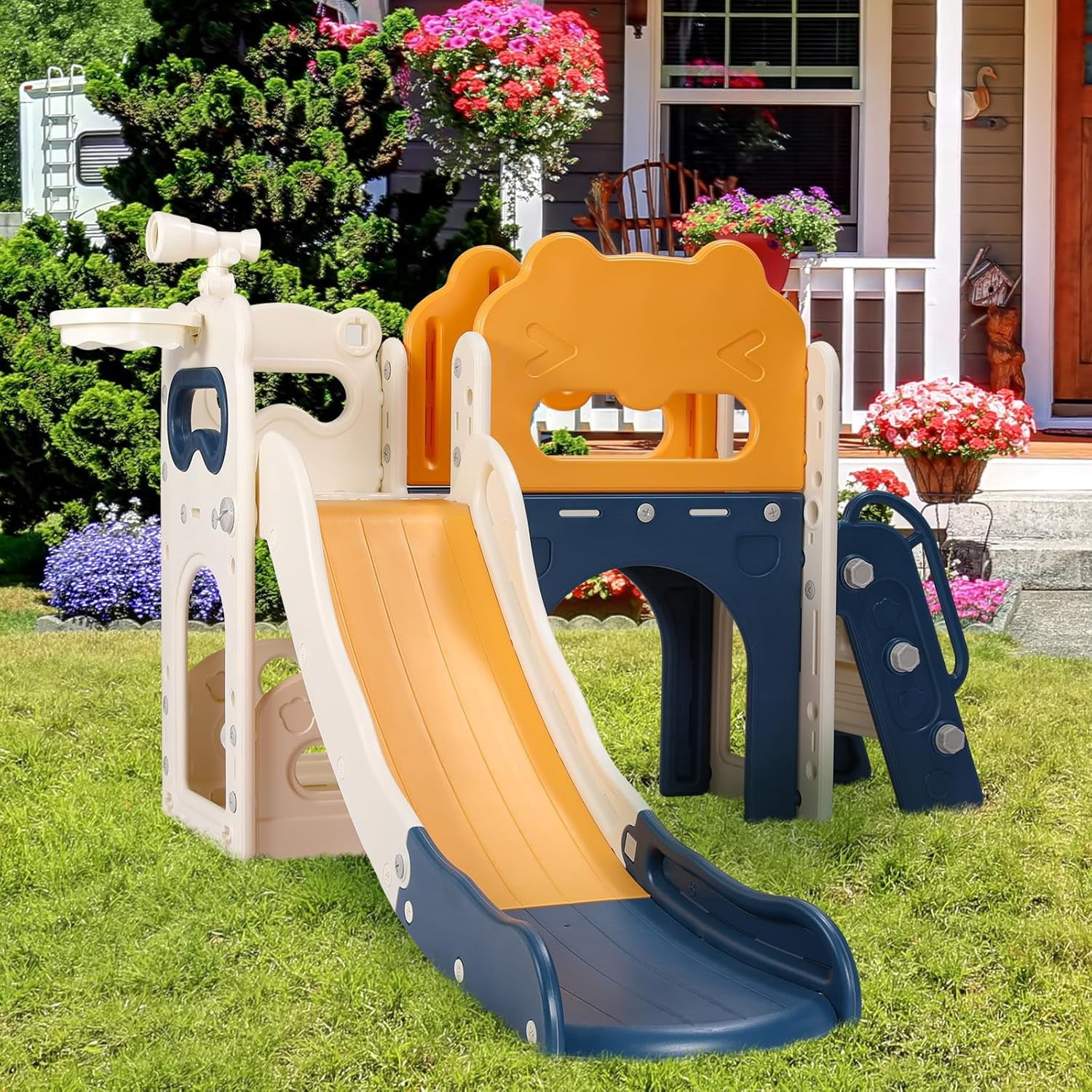 LAZY BUDDY 8 in 1 Slide for Toddlers, Kids Climber Slide Playset for ...