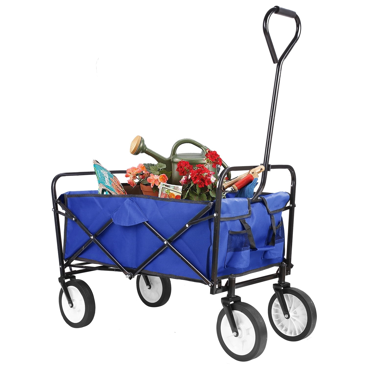 LAZY BUDDY Foldable Camping Cart, Utility Garden Wagon with Big ...