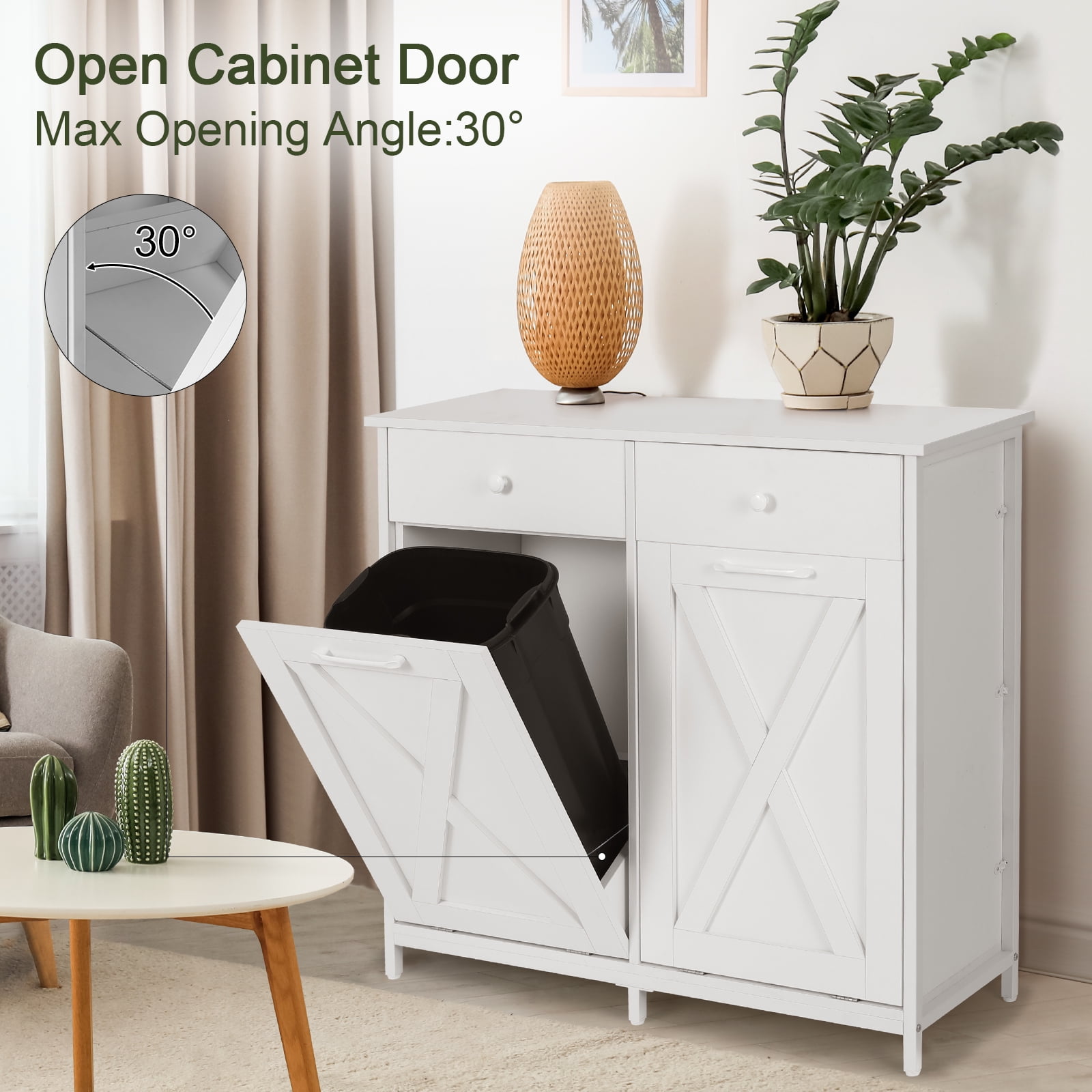 LAZY BUDDY Dual Tilt-out Trash Cabinet, Kitchen Garbage Bin, Fits 2x 10 ...