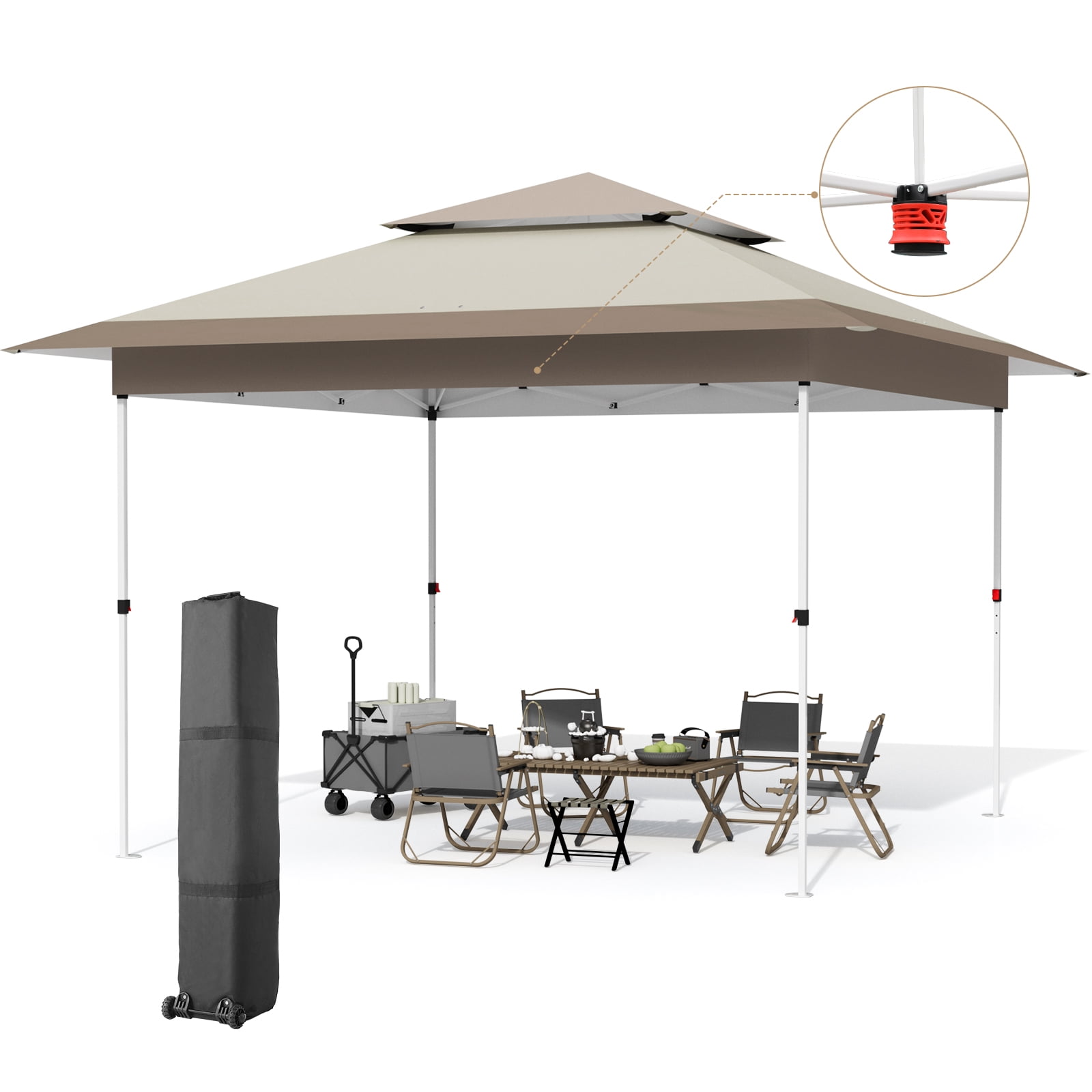 LAZY BUDDY 12' x 12' Pop up Canopy Tent with Shade Cover & Sturdy Frame ...