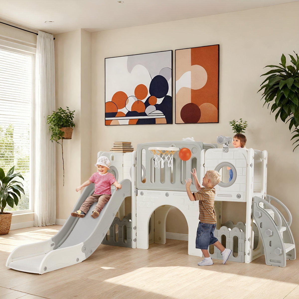 LAZY BUDDY 9 in 1 Slide for Toddler, Kids Slide Climber Playset with ...