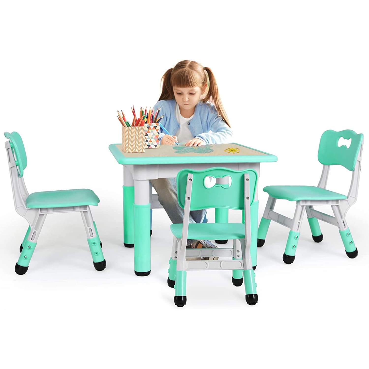Yoneston Kids Square Wood Table, White Children's Play Table Kids ...