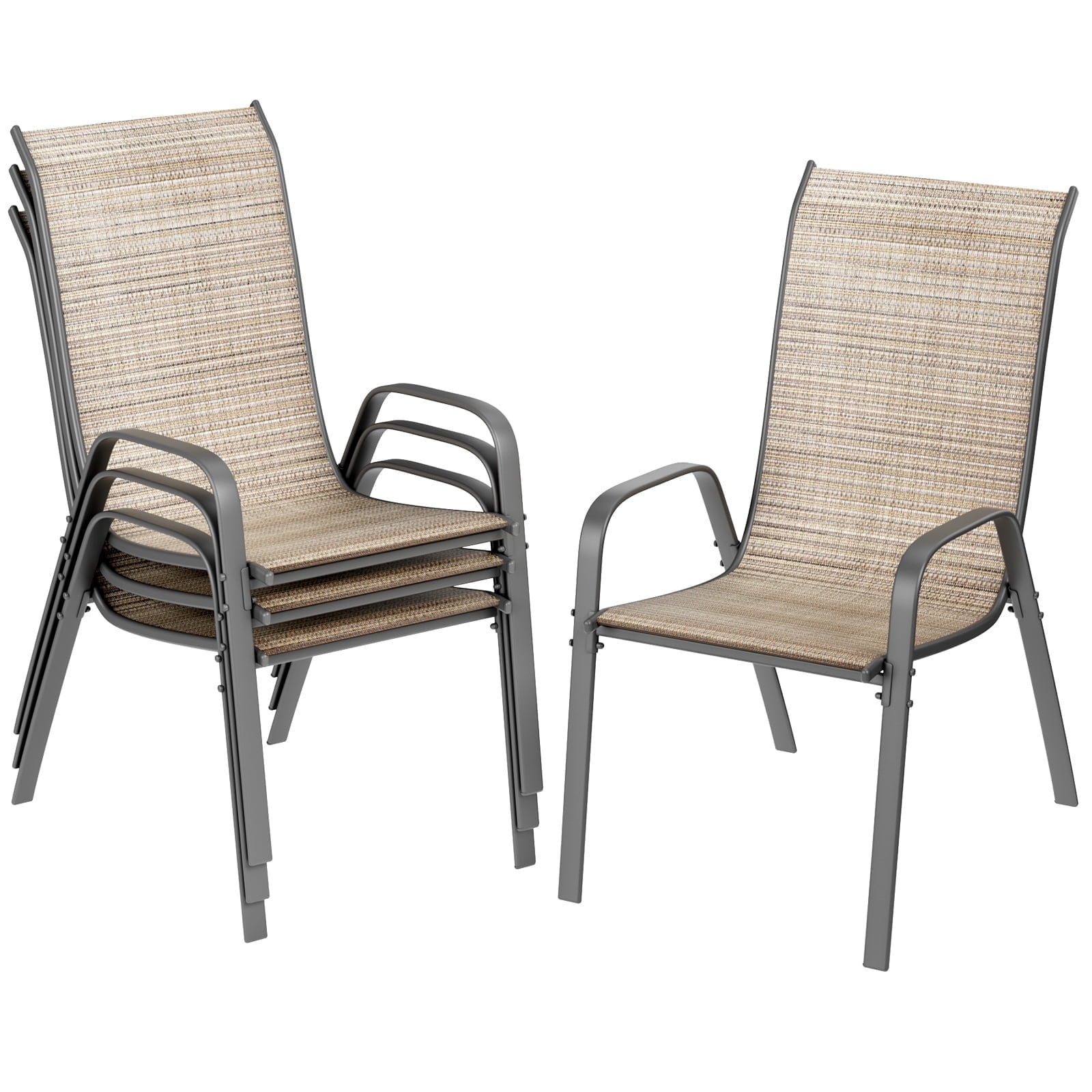 LAZY BUDDY Patio Chairs Set of 4, Outdoor Stackable Dining Chairs for ...