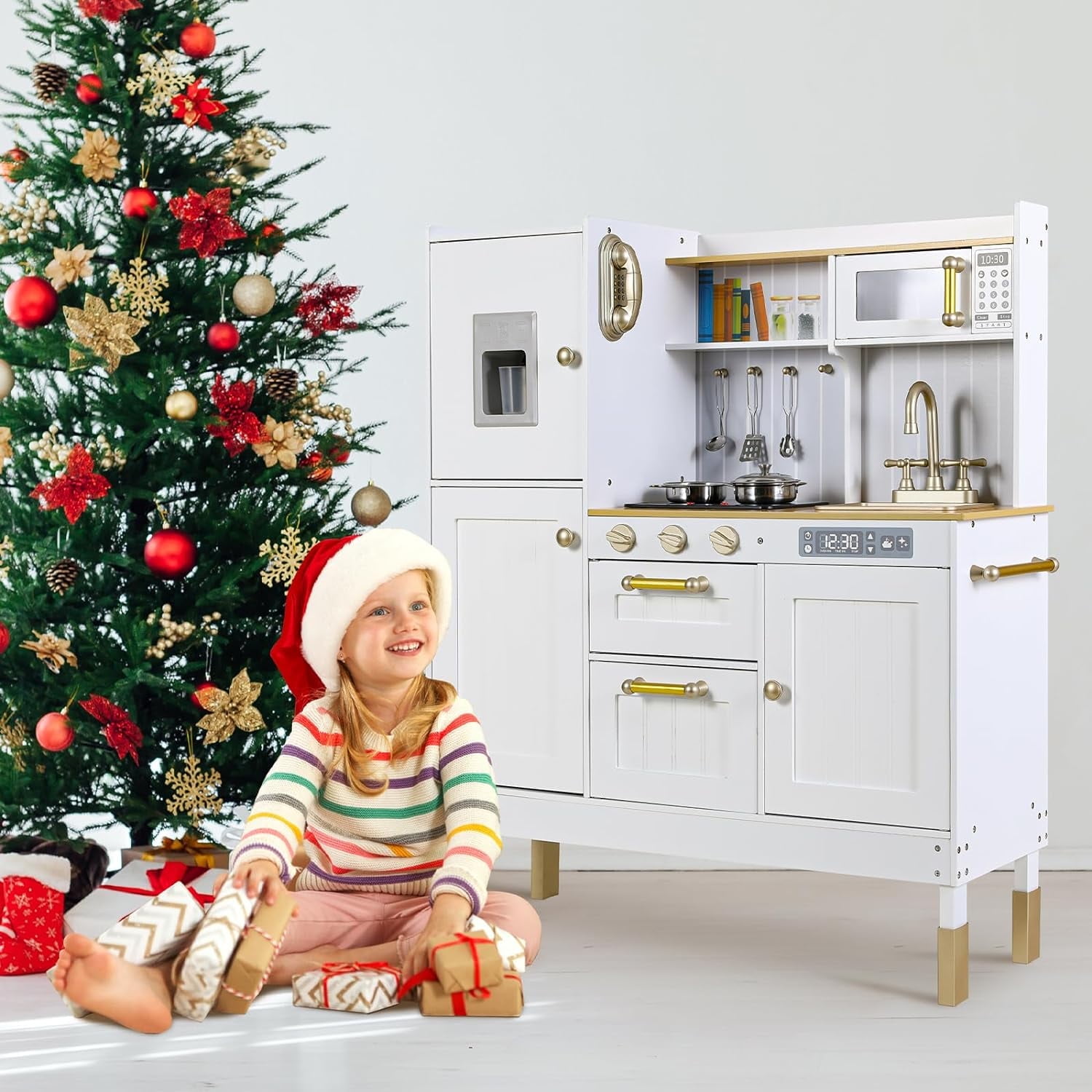 LAZY BUDDY Kids Pretend Play Kitchen Set, Realistic Stove, Light ...