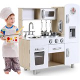 LAZY BUDDY Kid's Play Kitchen, Pretend Cooking Set with Microwave ...