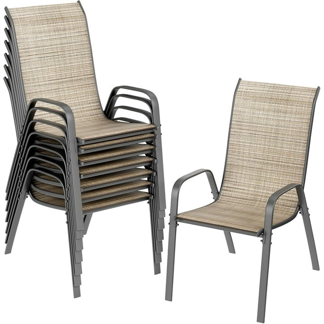 LAZY BUDDY Stackable Patio Chairs Set of 8, Outdoor Dining Chairs ...