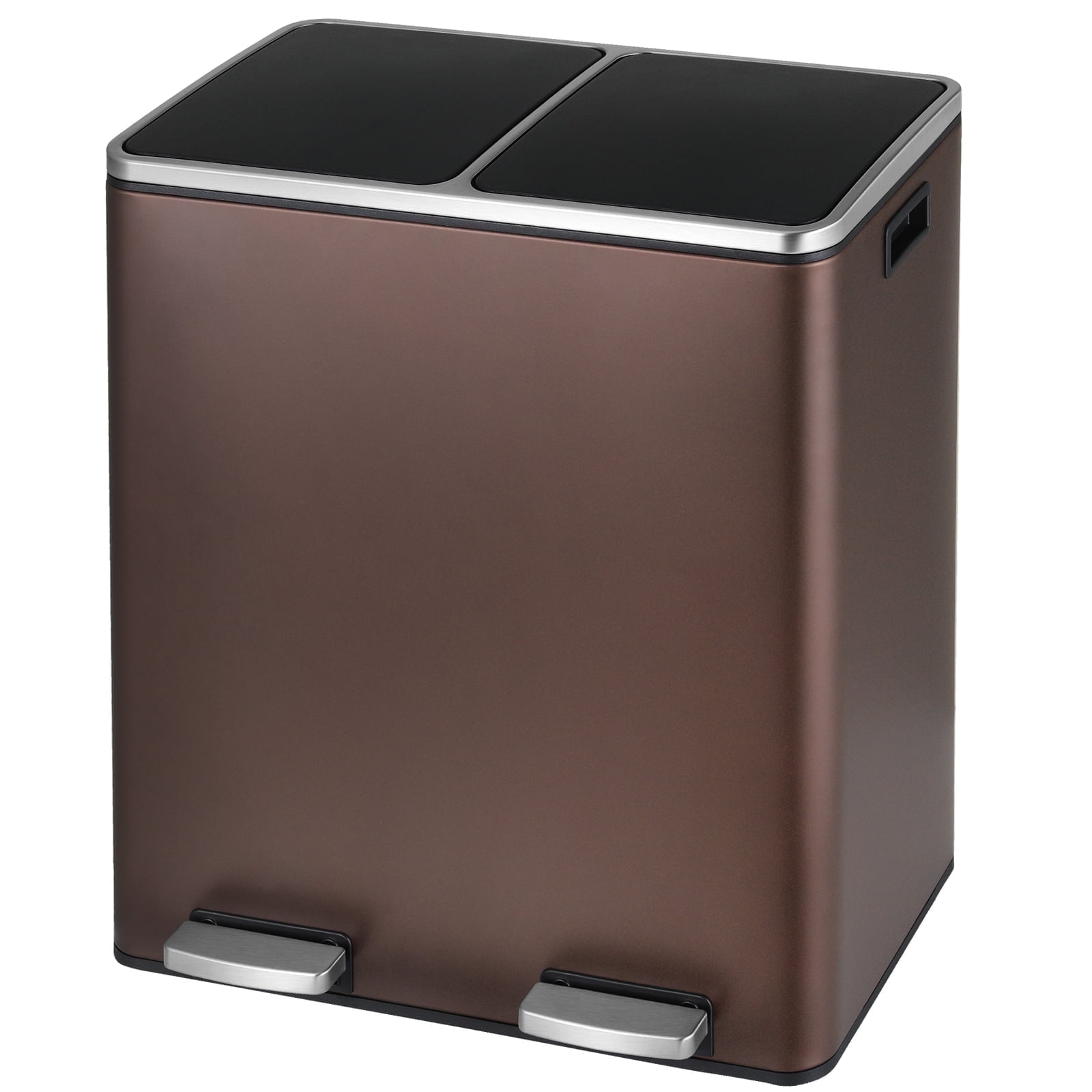 LAZY BUDDY Step On Trash Can, 16 gal Stainless Steel Kitchen Bin, Dual ...