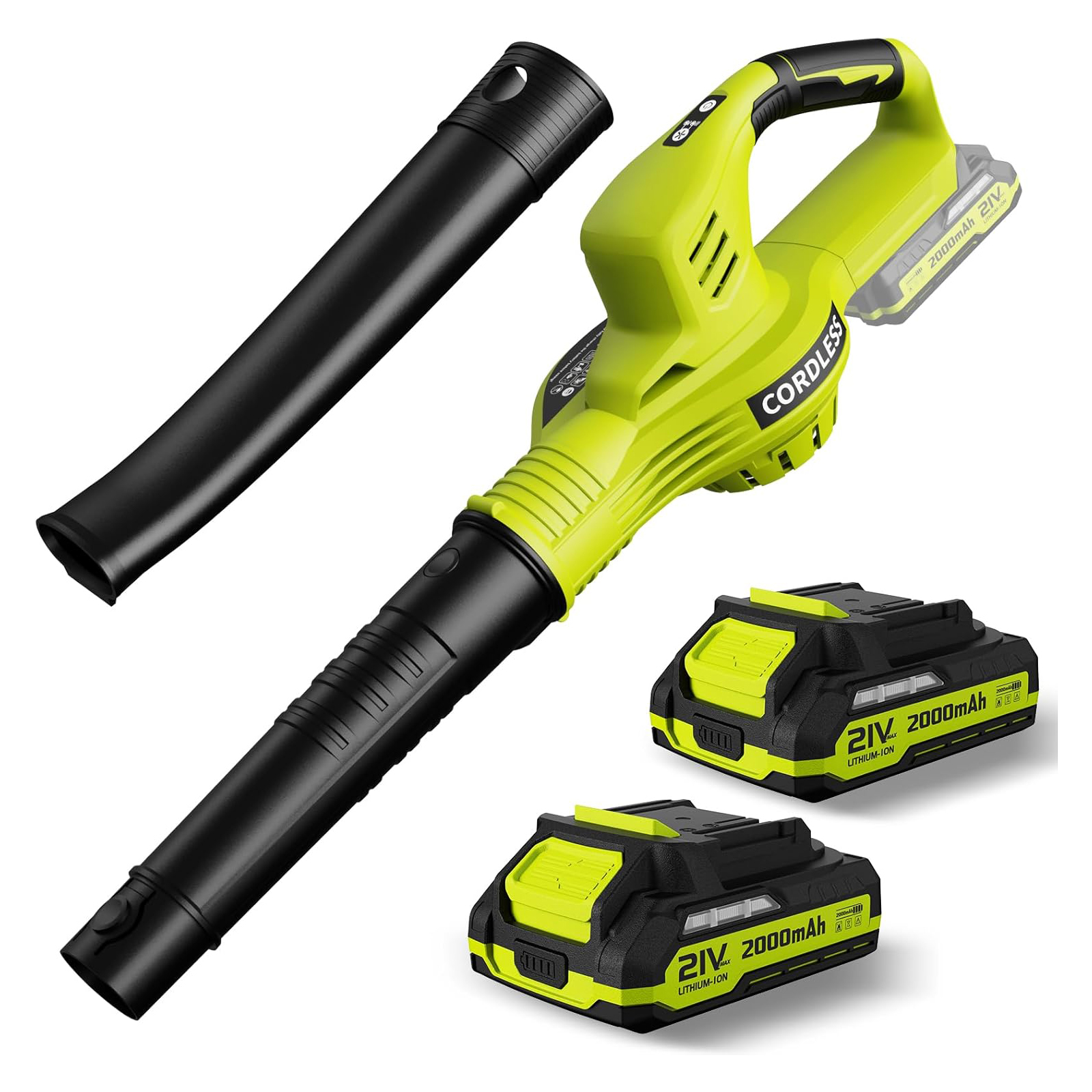 LAZYBOI Leaf Blower Cordless - 21V Powerful Electric Leaf Blower with 2 ...