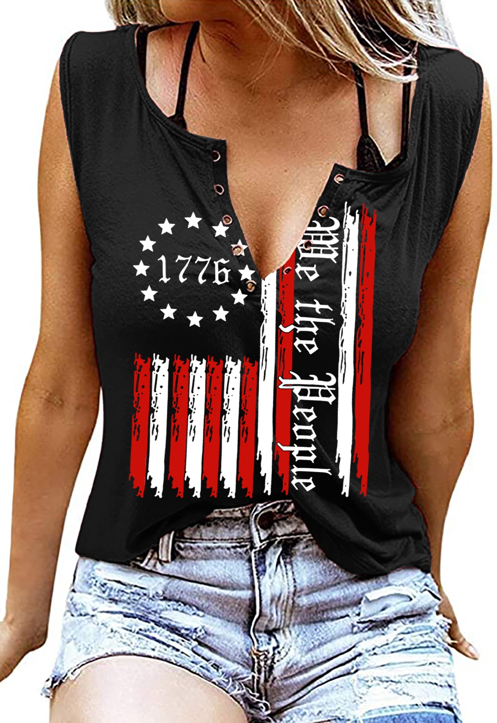 LAZYCHILD American Flag Tank Tops for Women 4th of July Shirts ...