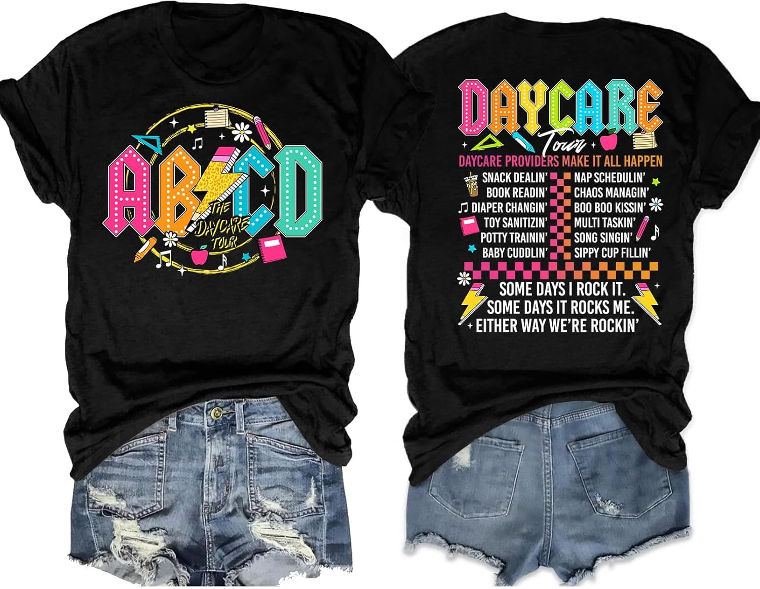 LAZYCHILD Teacher Shirts Women ABCD Teacher T-Shirt Teacher Life Shirt ...