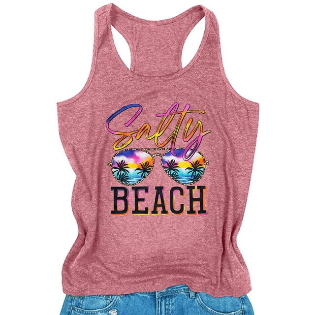 LAZYCHILD Womens Beach Tank Top Summer Vacation Shirt Funny Glasses ...