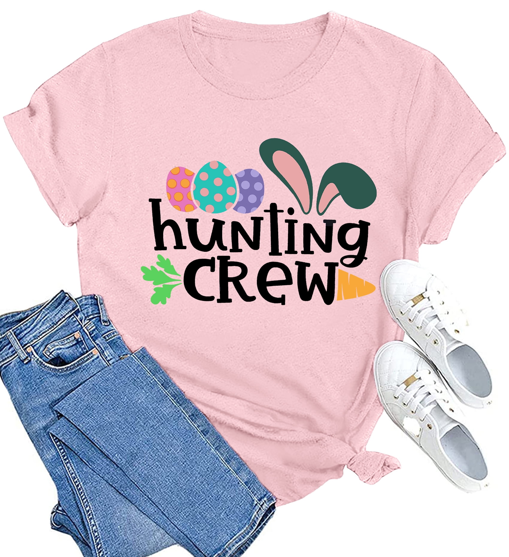 LAZYCHILD Womens Happy Easter Shirts Funny Rabbit Bunny Easter Egg ...