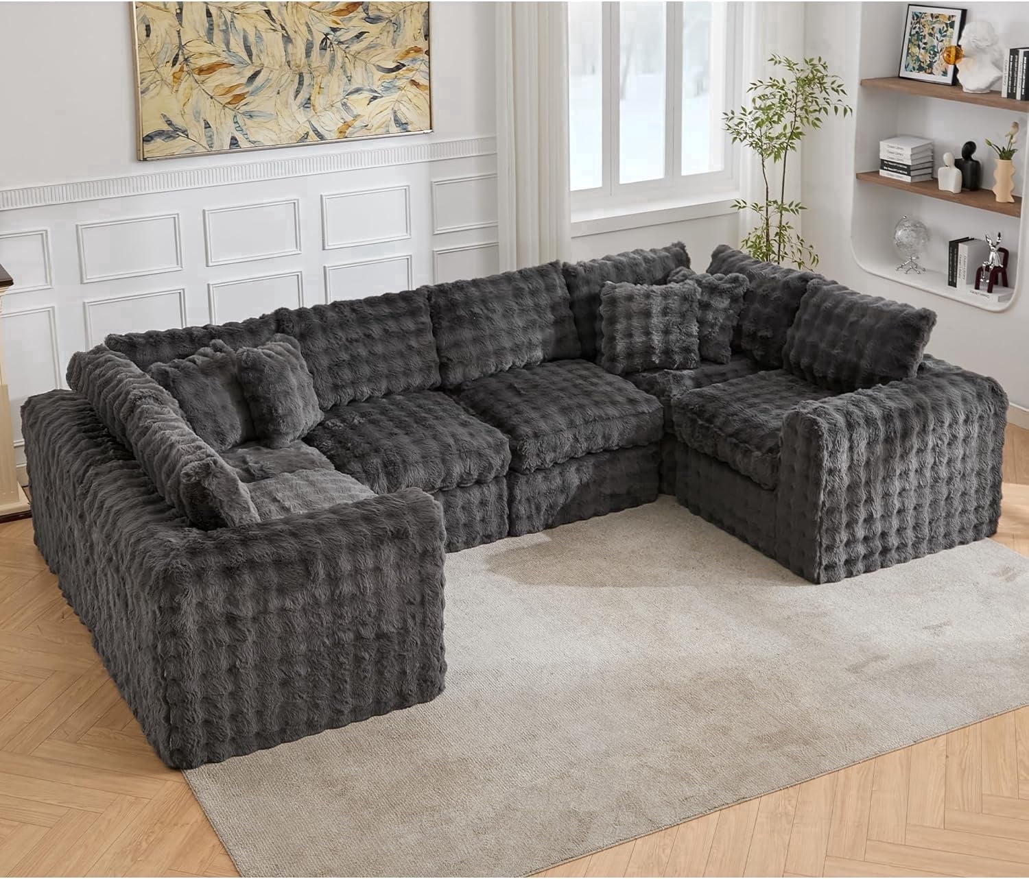 LAZZO 135" U-Shaped Cloud Sectional Sofa with Chaise, Boneless Memory ...