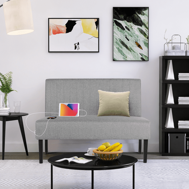 LAZZO 43" W Mini Small Comfy Couch Armless Loveseat Sofa with USB Port ...