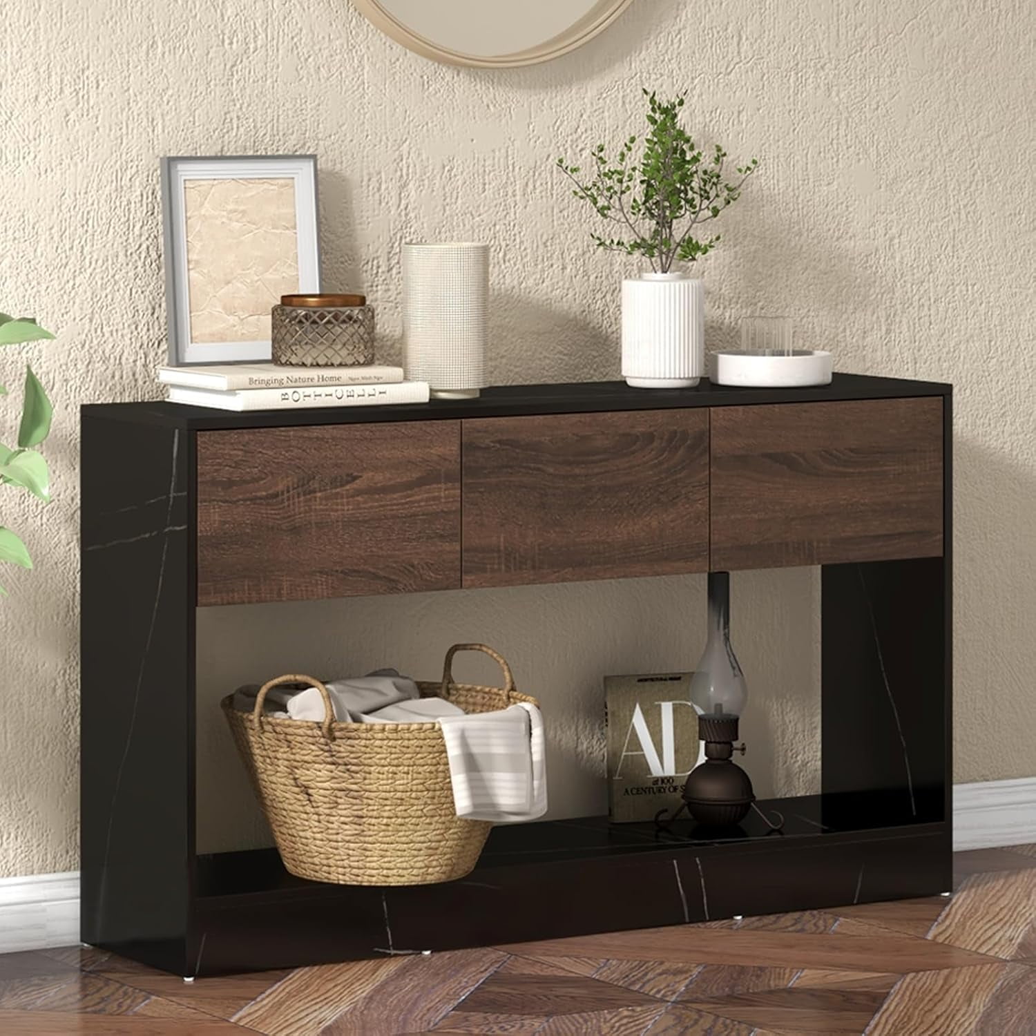 LAZZO 51" Long Console Table 3 Drawers Entryway Sofa Table with Storage ...