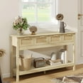 LAZZO 55" Rattan Console Table with 4 Drawers and Open Storage Shelf ...
