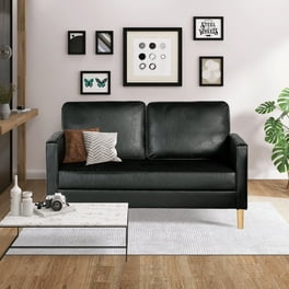 LAZZO 66 W Faux Leather Loveseat Sofa w 2 USB Charging Ports and Pillow White Walmart