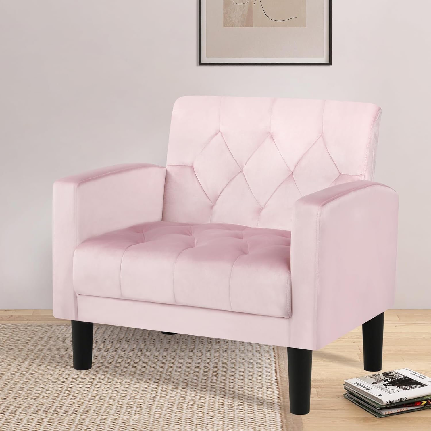 LAZZO Mid Century Arm Chair (Pink, 1PC) - Walmart.com