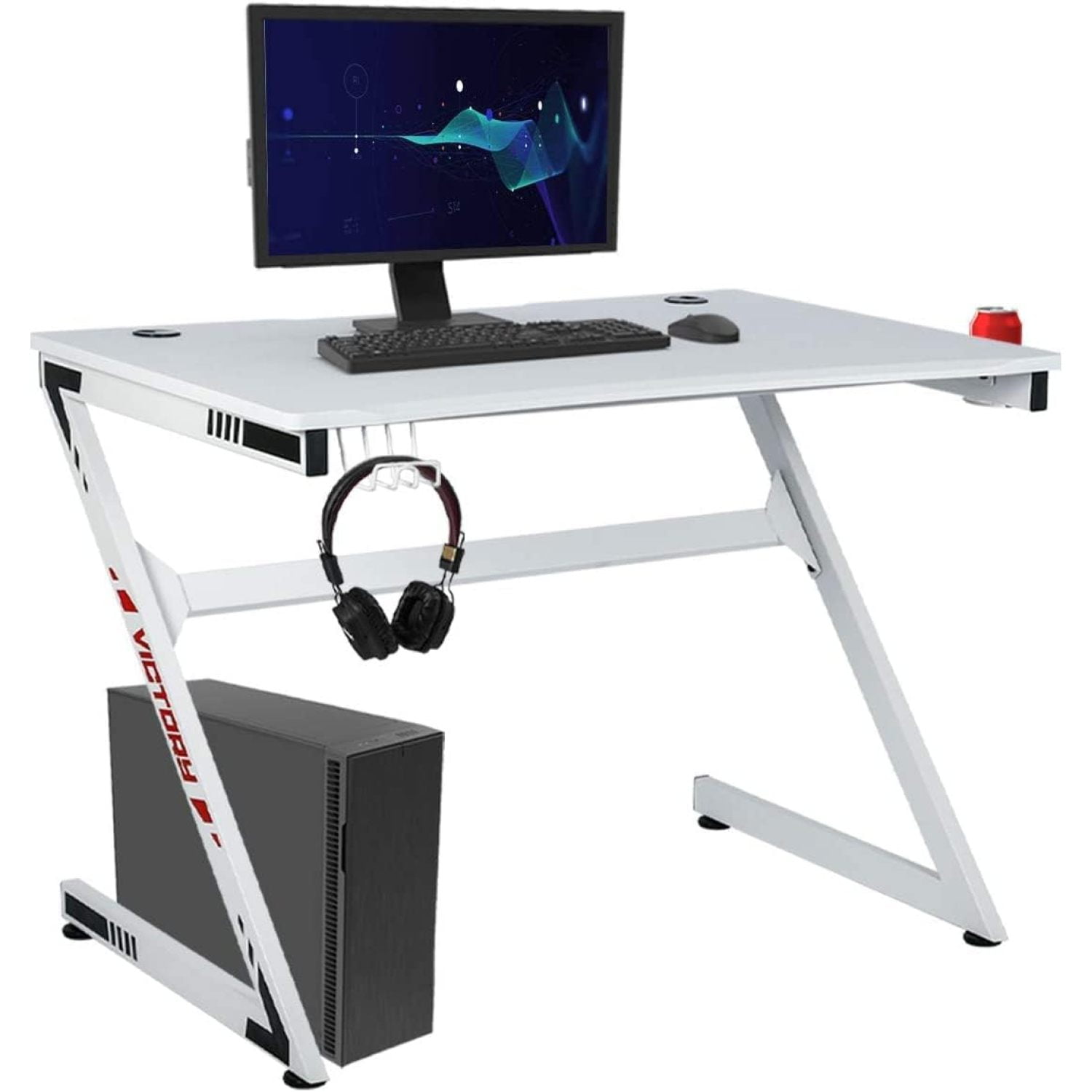 LAZZO Z-Shaped Gaming Desk PC Computer Desk Racing Gaming Table Gamer ...