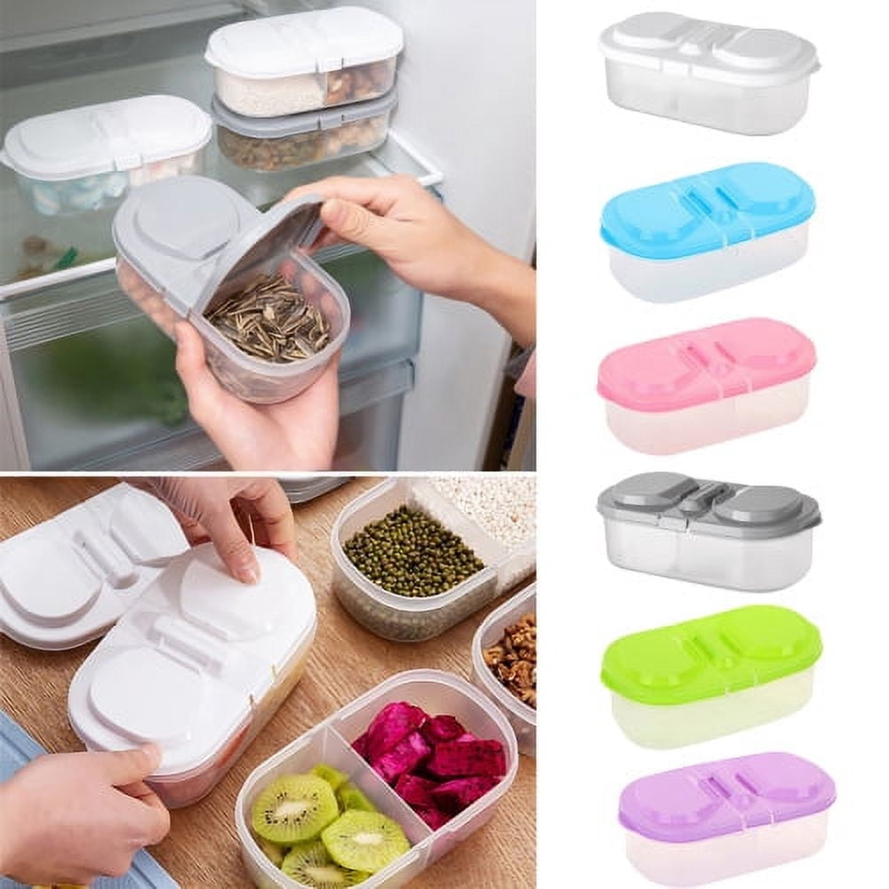LAnHeqPQp Snack Container - Divided Plastic Food Container Two Sections ...