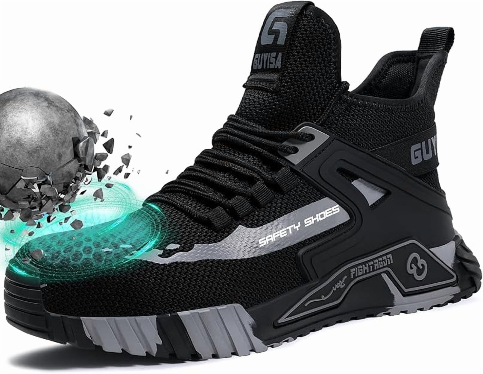 LAoutun Steel Toe Shoes for Men Mid Cut Work Shoe for Men Industrial ...