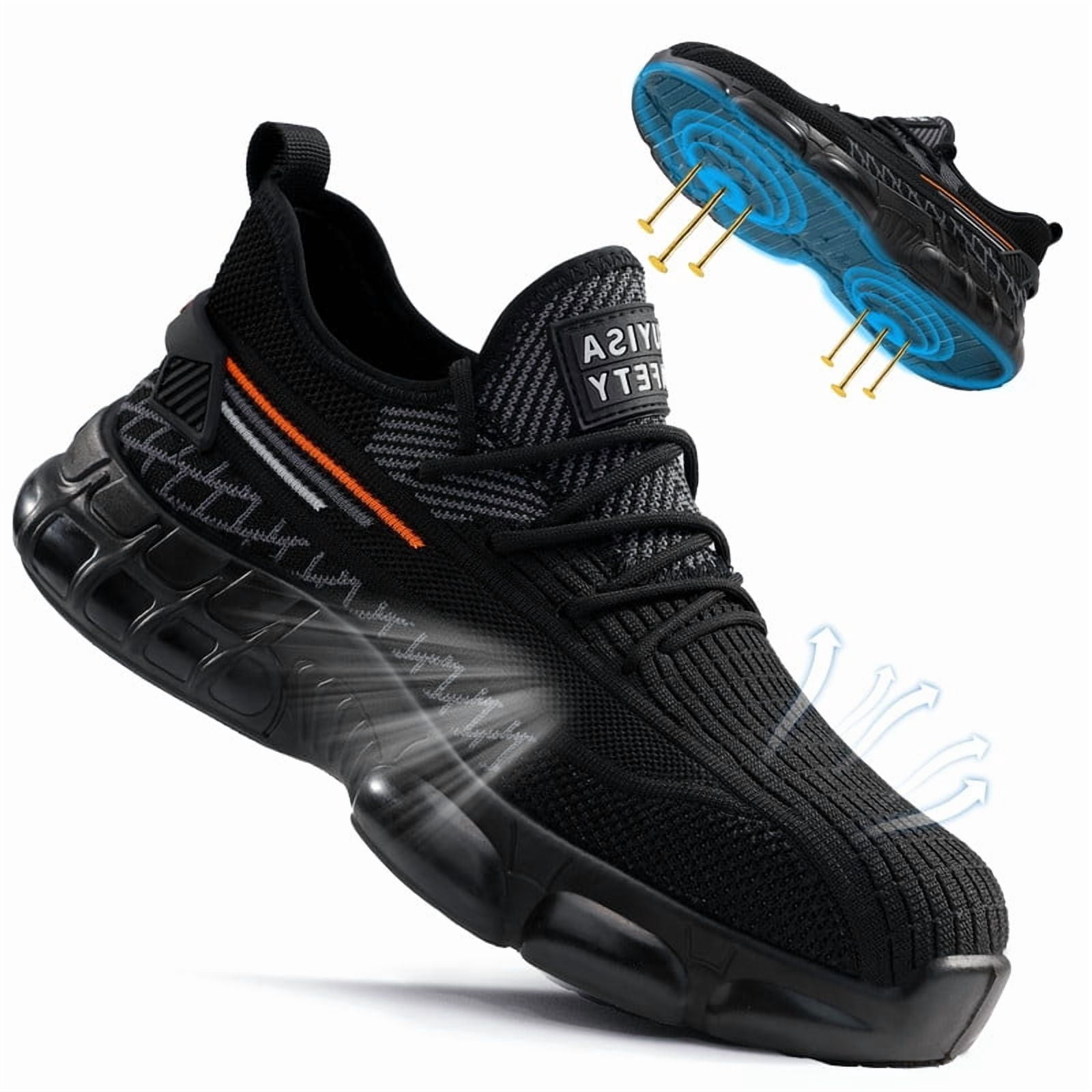 LAoutun Steel Toe Shoes for Men Work Shoes Air Cushion Construction ...
