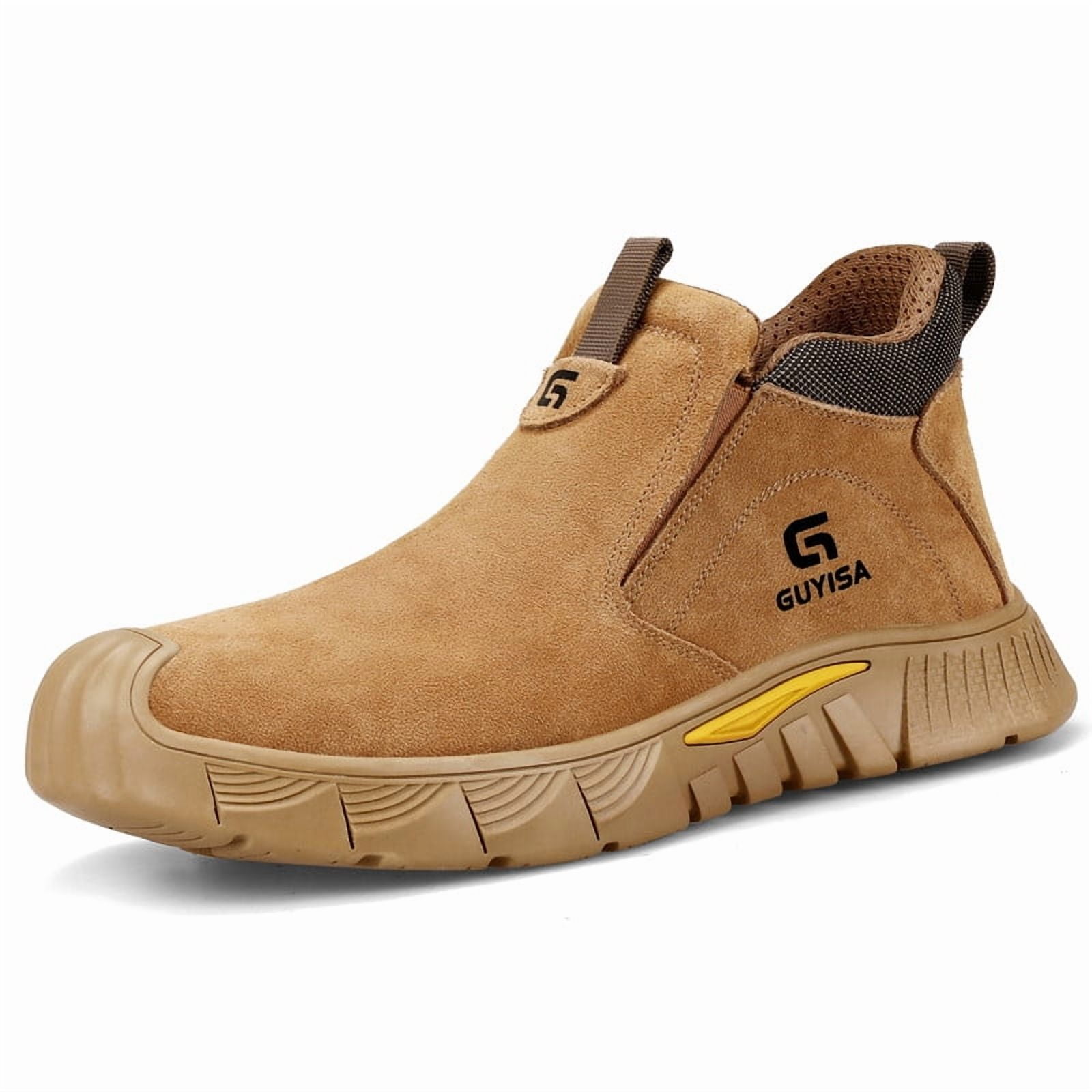 LAoutun Welding Work Boots for Men Slip on Steel Toe Boots Construction ...