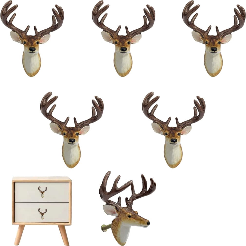 LB-LAIBA Deer Head Cabinet Knobs, Animal Drawer Pulls for Wardrobe ...